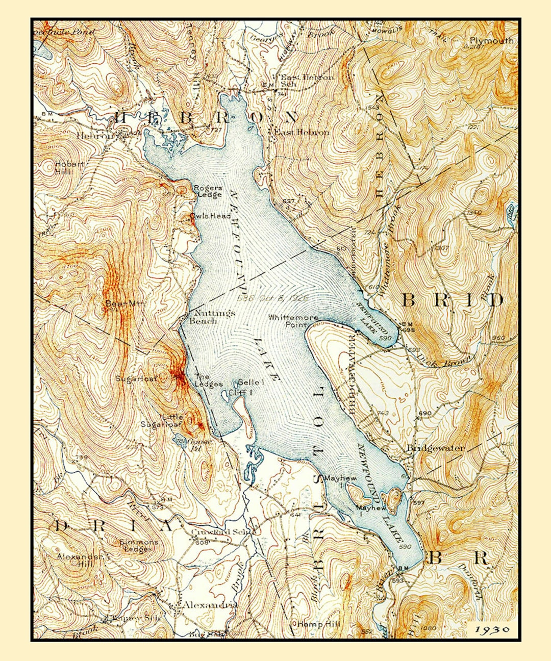 1930 Map of Newfound Lake New Hampshire - Etsy