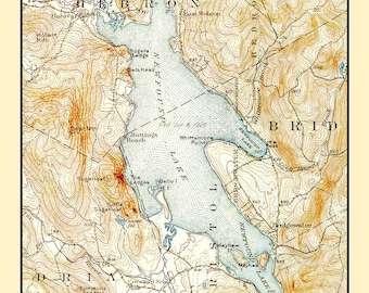 Newfound Lake 1927 Old Topographic Map by USGS Custom Composite Reprint ...