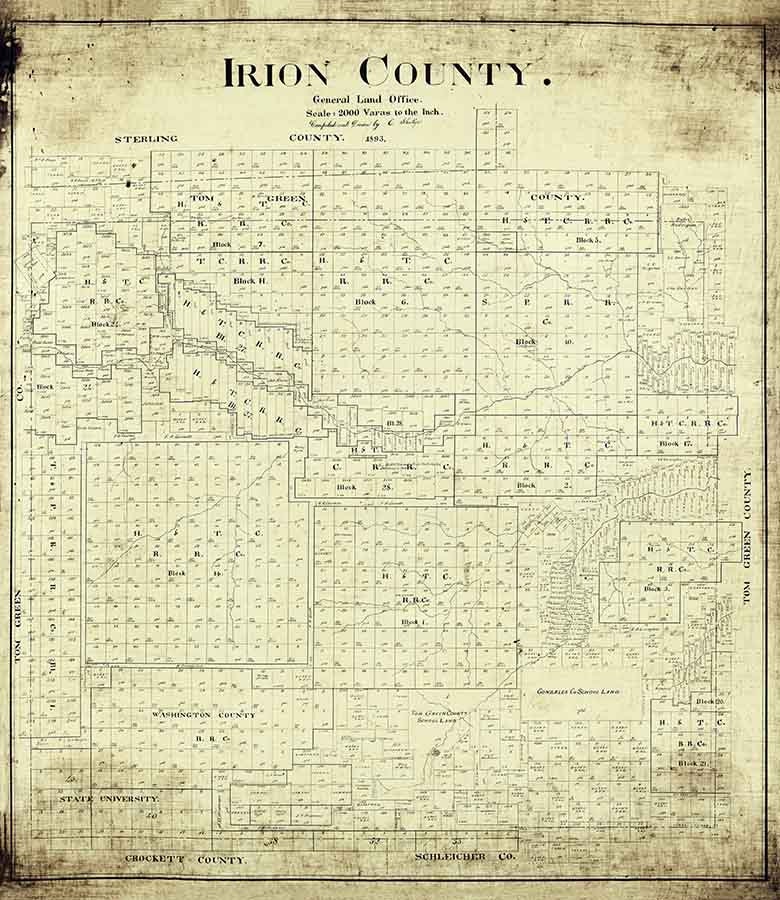 1893 Farm Line Map of Irion County Texas - Etsy