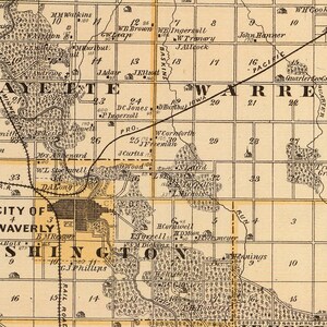 1875 Map of Bremer County Iowa Waverly - Etsy