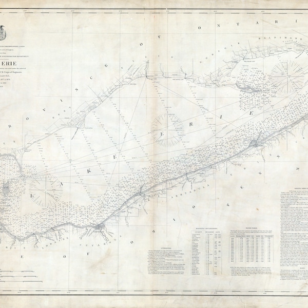 Old Map of Lake Erie - Etsy