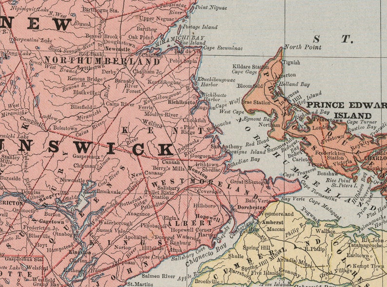1883 Map of Nova Scotia and New Brunswick Canada - Etsy