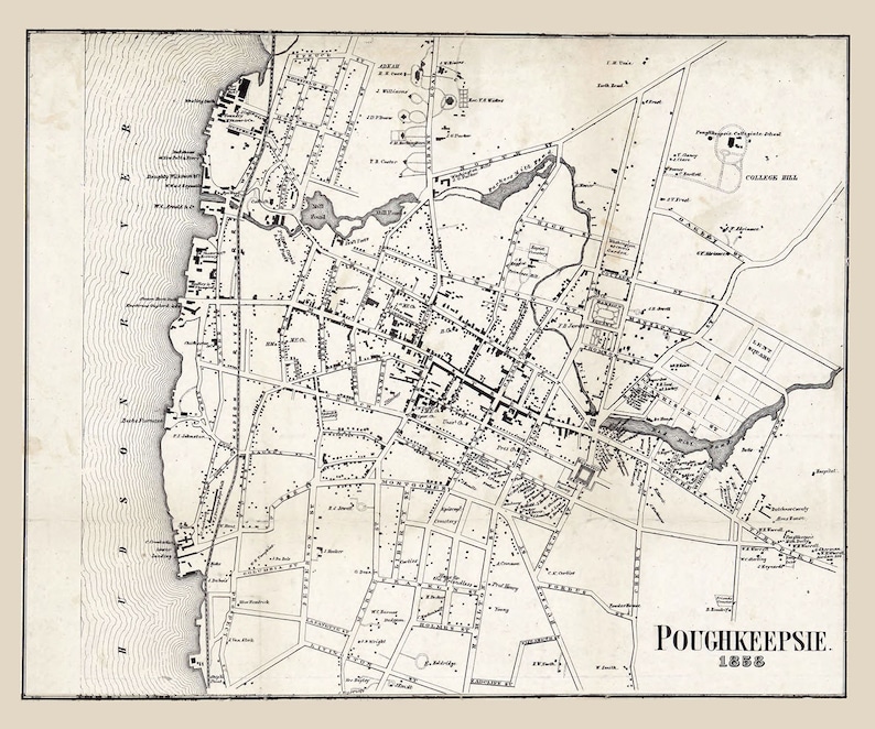 1858 Town Map of Poughkeepsie Dutchess County New York - Etsy