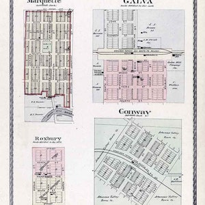 1884 Map of Marquette Galva Roxbury Conway Mcpherson County Kansas - Etsy