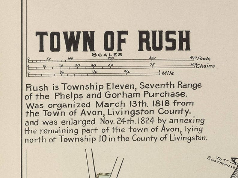 1902 Map of Rush Monroe County New York - Etsy