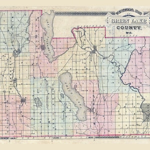 1875 Map of Green Lake County Wisconsin - Etsy