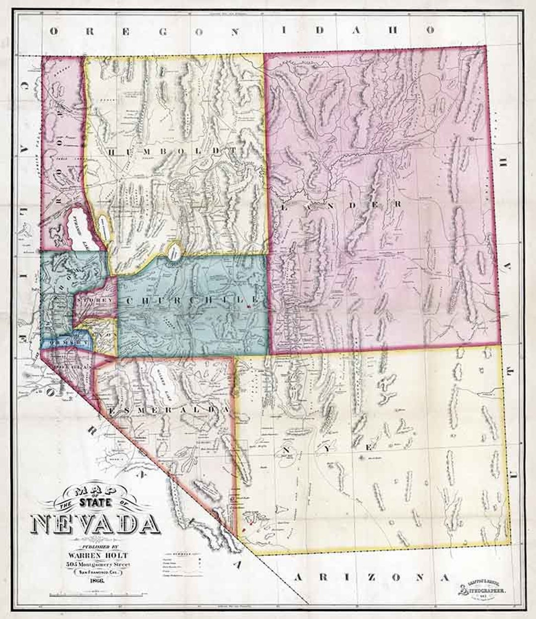 1866 Map of the State of Nevada - Etsy