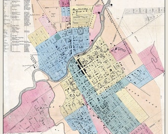 Flint 1859 Old Town Map With Homeowner Names Michigan Reprint Genealogy ...