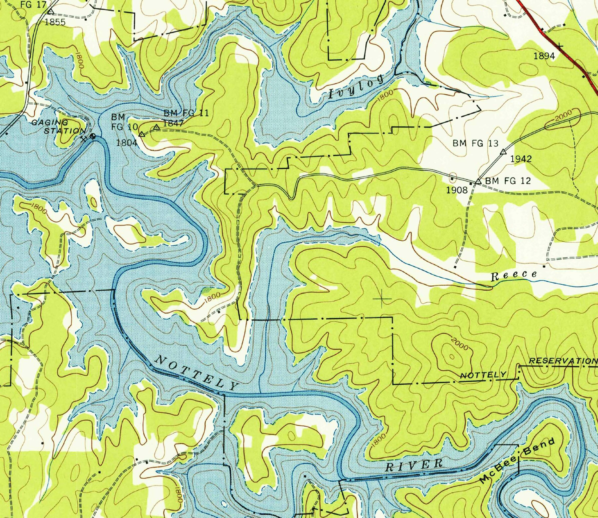 1960 Map of Nottely Lake Georgia - Etsy