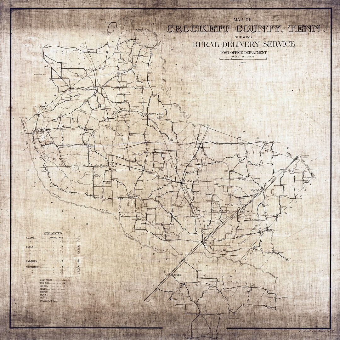 1920 Map of Crockett County Tennessee - Etsy Singapore