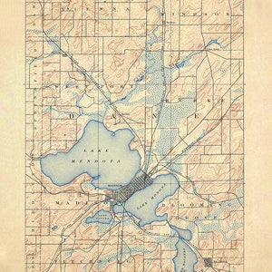 1890 Topo Map of Madison Wisconsin Quadrangle Lake Mendota Monona - Etsy