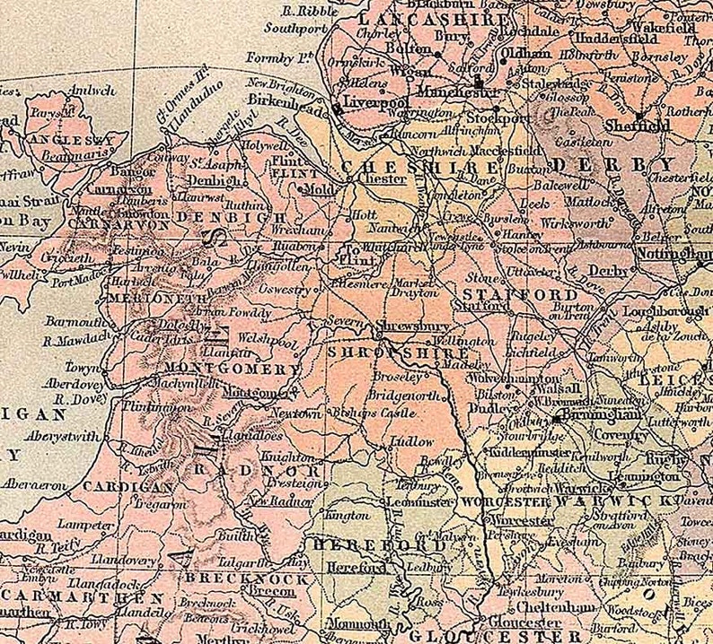 1874 Map of England and Wales | Etsy