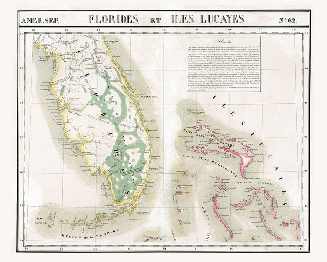 1827 Map of Florida and the Bahamas - Etsy