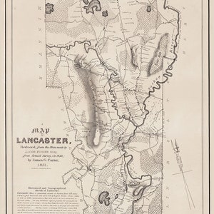 1831 Map of Lancaster Massachusetts - Etsy