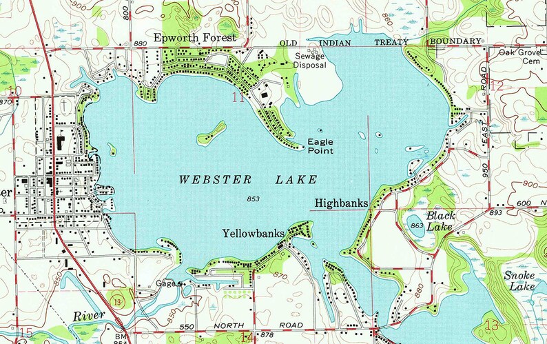 1962 Topo Map of North Webster Quadrangle Indiana Lake Webster | Etsy