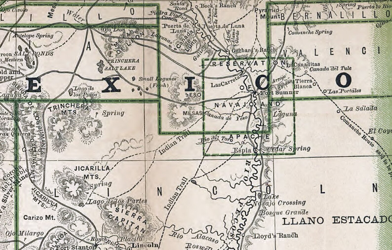 1879 Map of New Mexico Showing Stage Lines and Counties - Etsy