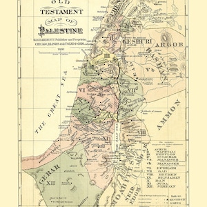 1881 Map of Palestine Old Testament Sketch - Etsy