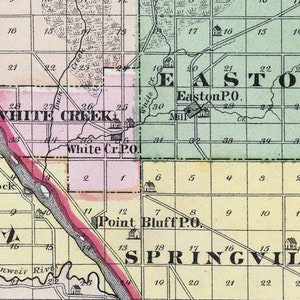 1878 Map of Juneau and Adams County Wisconsin - Etsy