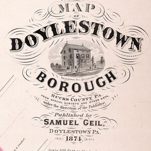 1874 Map of Doylestown Borough Bucks County Pennsylvania - Etsy