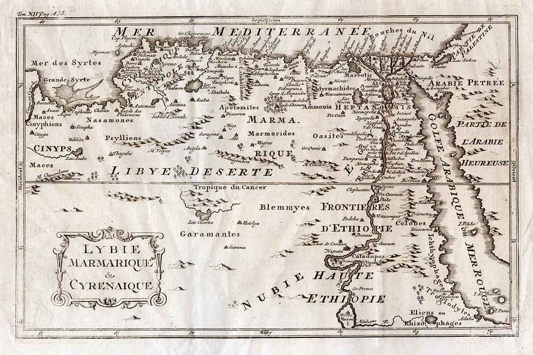 Historical Map of Libya Mediterranean and Cyrenaique - Etsy