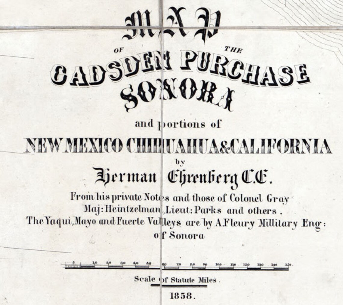 1858 Map of Gadsden Purchase Sonora New Mexico Chihuaua & California - Etsy