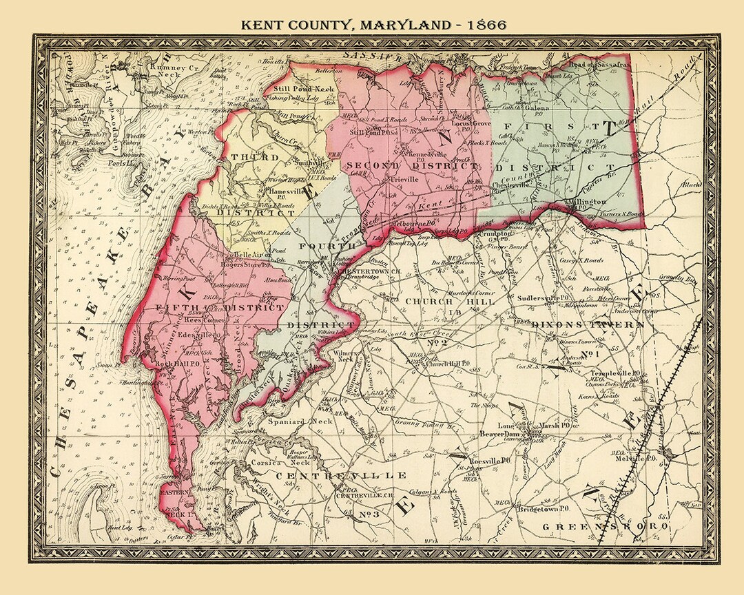 1866 Map of Kent County Maryland - Etsy