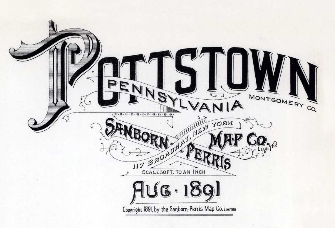 1891 Town Map of Pottstown Montgomery County Pennsylvania - Etsy