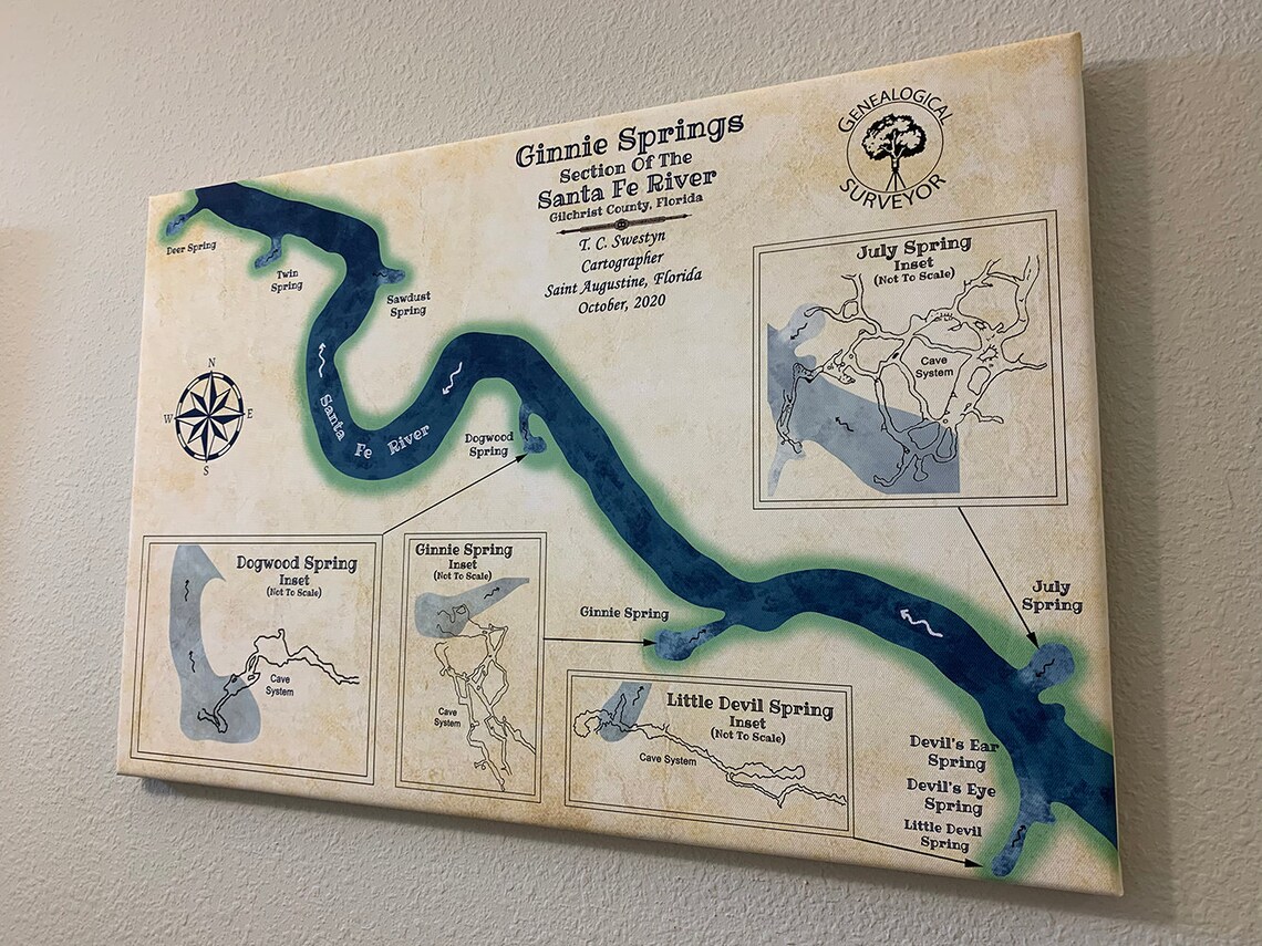 Ginnie Springs Section Map of the Santa Fe River Florida - Etsy