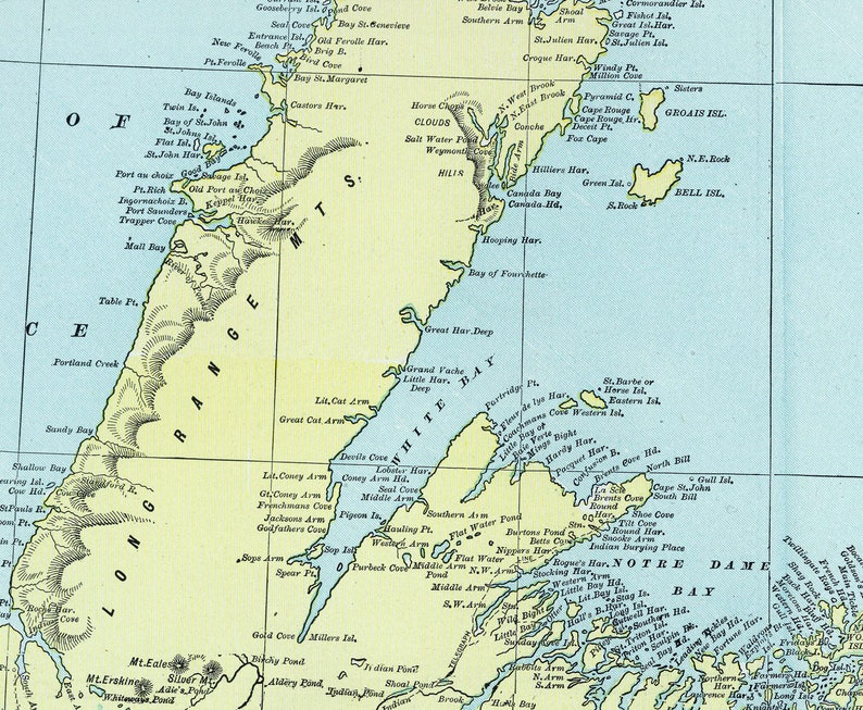 1901 Map of Newfoundland and Labrador Canada - Etsy