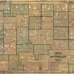 1855 Farm Line Map of Guernsey County Ohio Cambridge - Etsy
