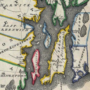 1814 Map of Rhode Island - Etsy
