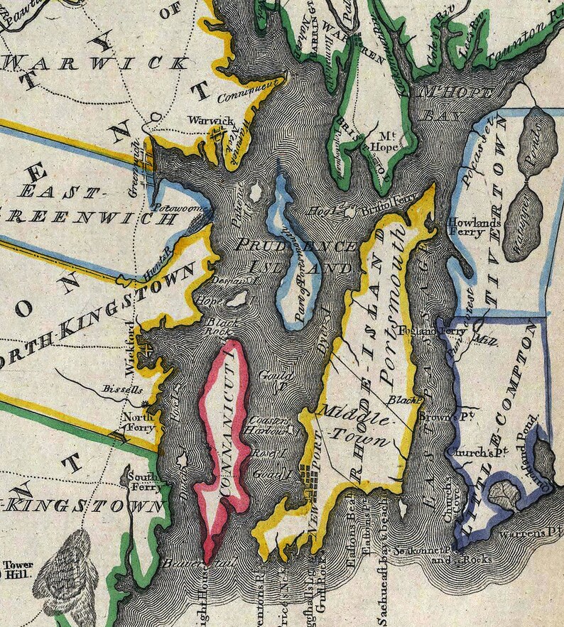 1814 Map of Rhode Island - Etsy