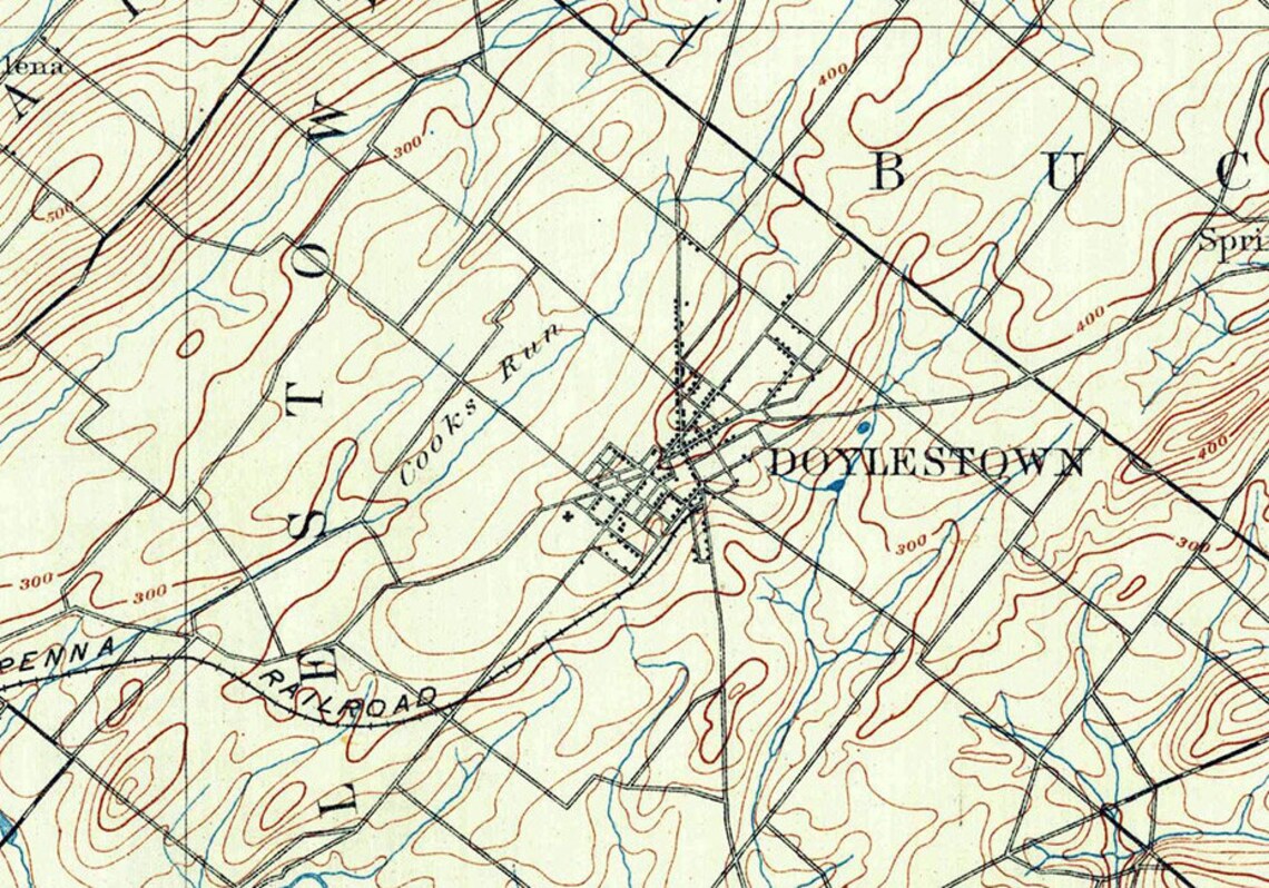 1890 Topo Map of Doylestown PA Quadrangle Bucks County - Etsy