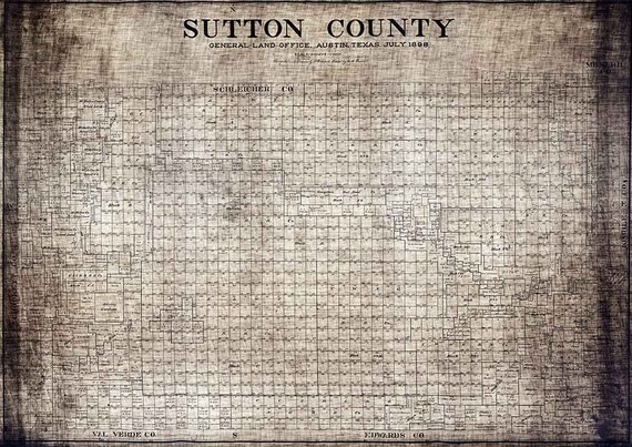 1898 Farm Line Map of Sutton County Texas | Etsy