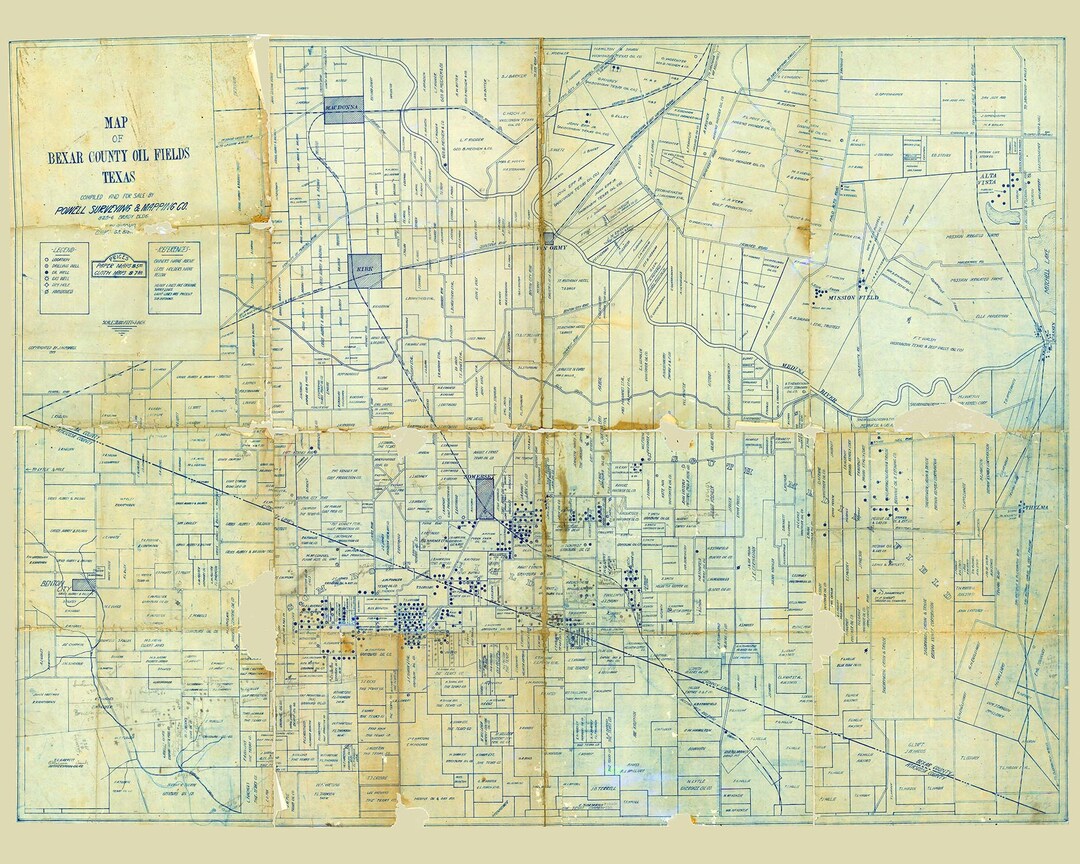 1919 Map of Bexar County Oil Fields Texas - Etsy
