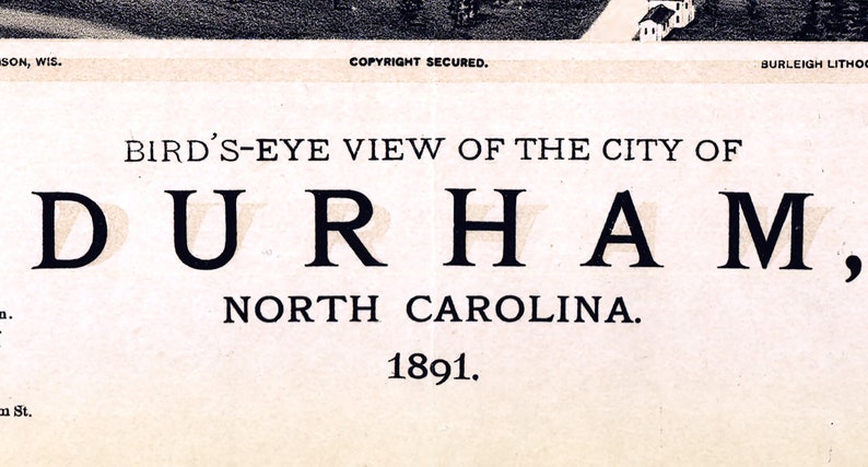1891 Panoramic Map of Durham North Carolina - Etsy