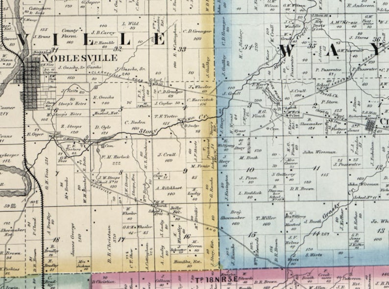 1866 Farm Line Map of Hamilton County Indiana Noblesville - Etsy