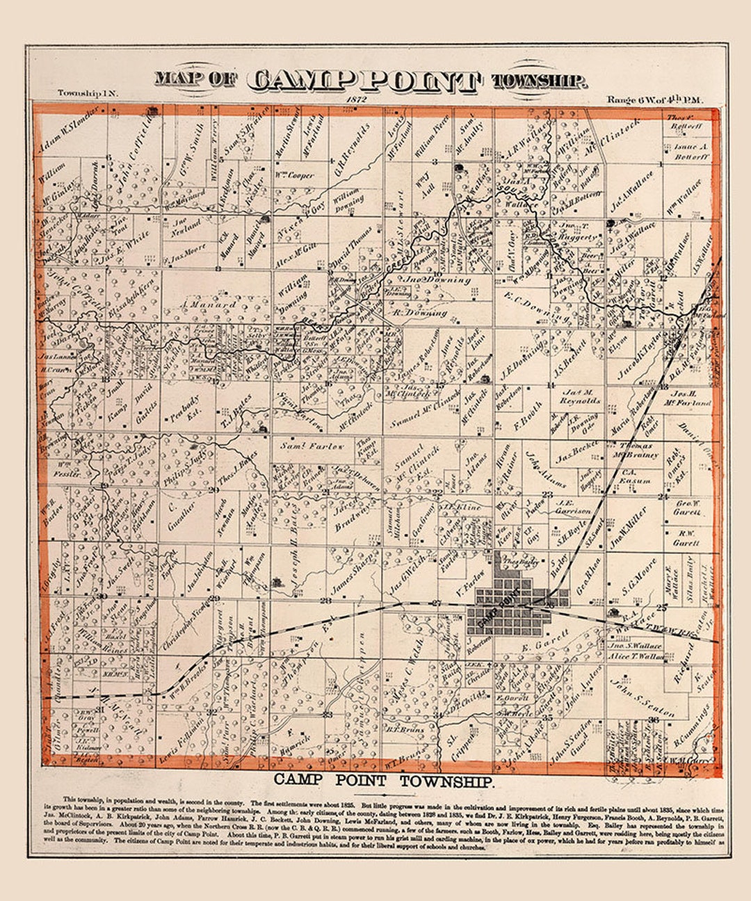 1872 Map of Camp Point Township Adams County Illinois - Etsy