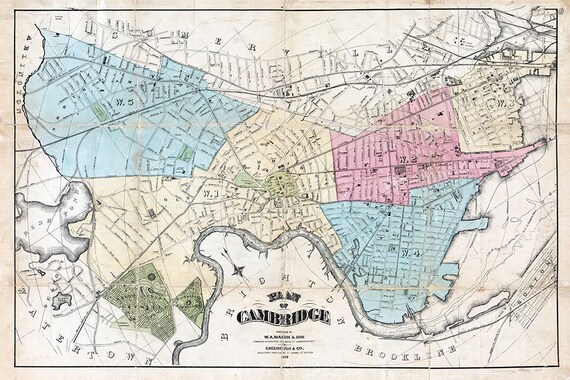 1879 Map of Cambridge Massachusetts | Etsy