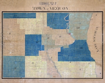 1872 Farm Line Map of Mequon Wisconsin - Etsy