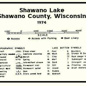 1974 Map of Shawano Lake Shawano County Wisconsin - Etsy