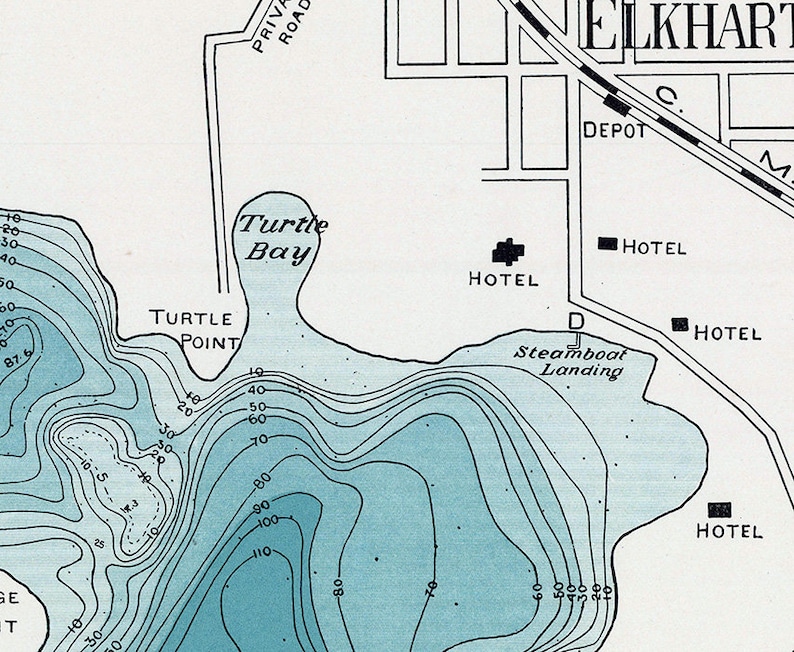 1898 Map of Lake Elkhart Sheboygan County Wisconsin | Etsy