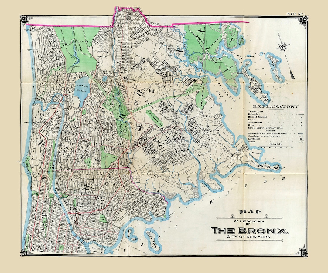 1900 Map of the Bronx New York - Etsy