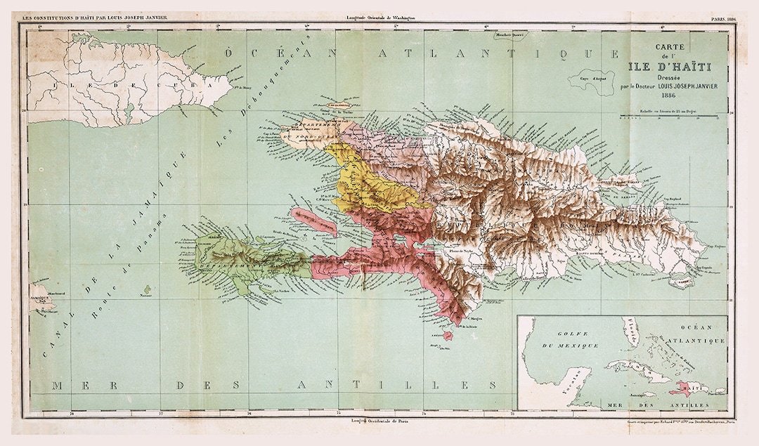 1886 Map of Haiti - Etsy