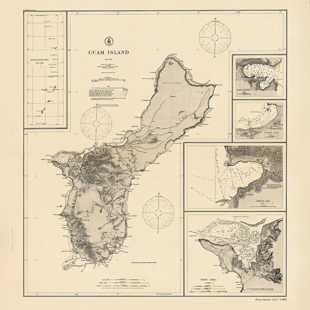 1906 Map of Guam Island - Etsy