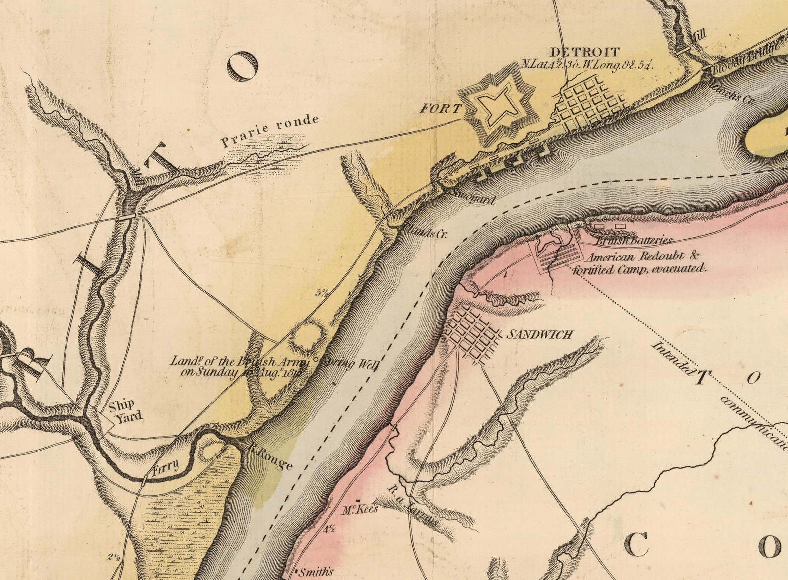 1813 Map of the Detroit River - Etsy