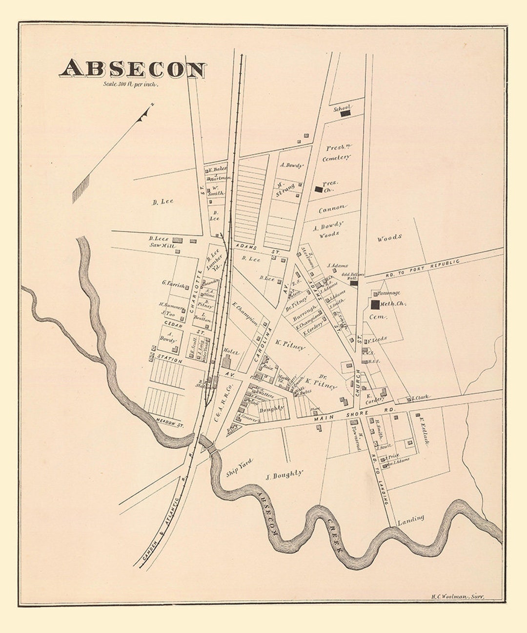 1878 Map of Absecon New Jersey - Etsy