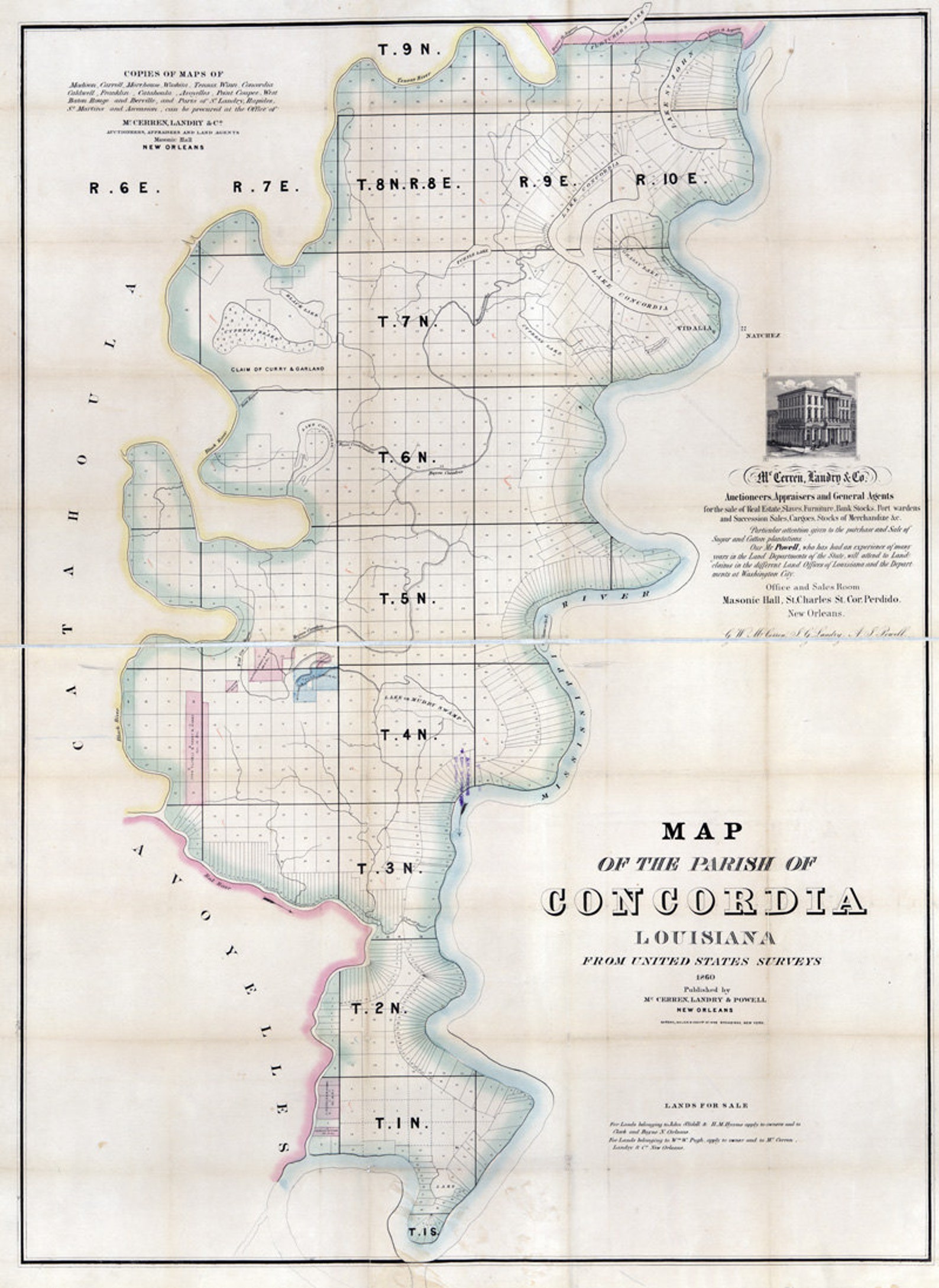 1860 Map of Concordia County (parish) Louisiana - Etsy