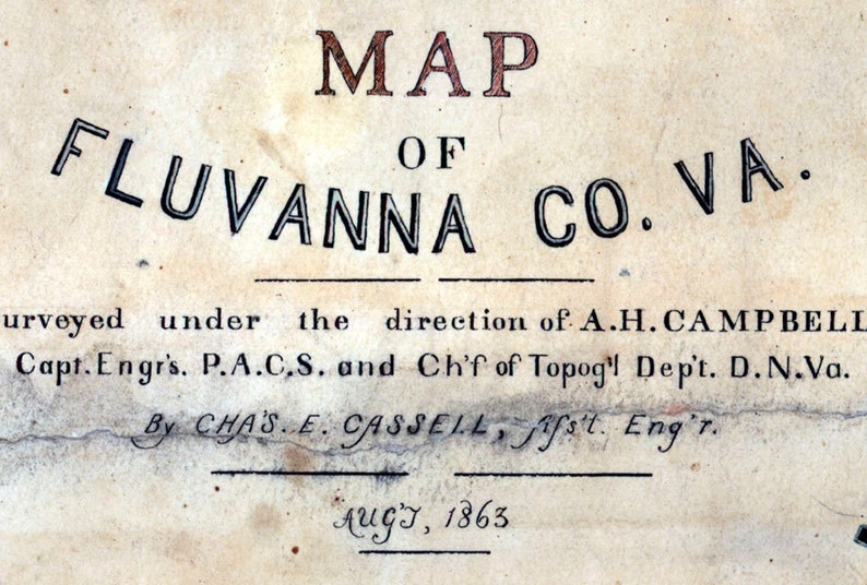 1863 Map of Fluvanna County Virginia Family Names Genealogy - Etsy