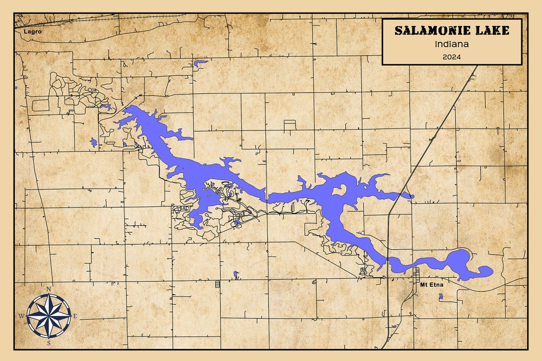2024 Map of Salamonie Lake Indiana - Etsy